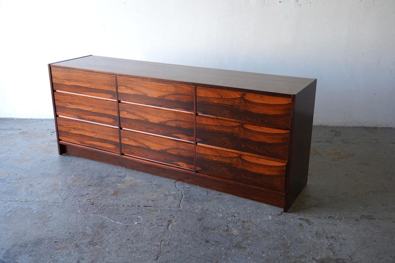 Nine Drawer Restored Rosewood Mid Century Danish Modern Large Dresser ...