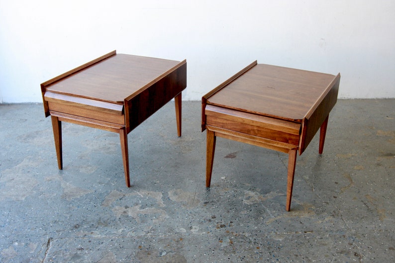 Mid Century Modern Walnut End Tables First Edition Collection by Lane ...