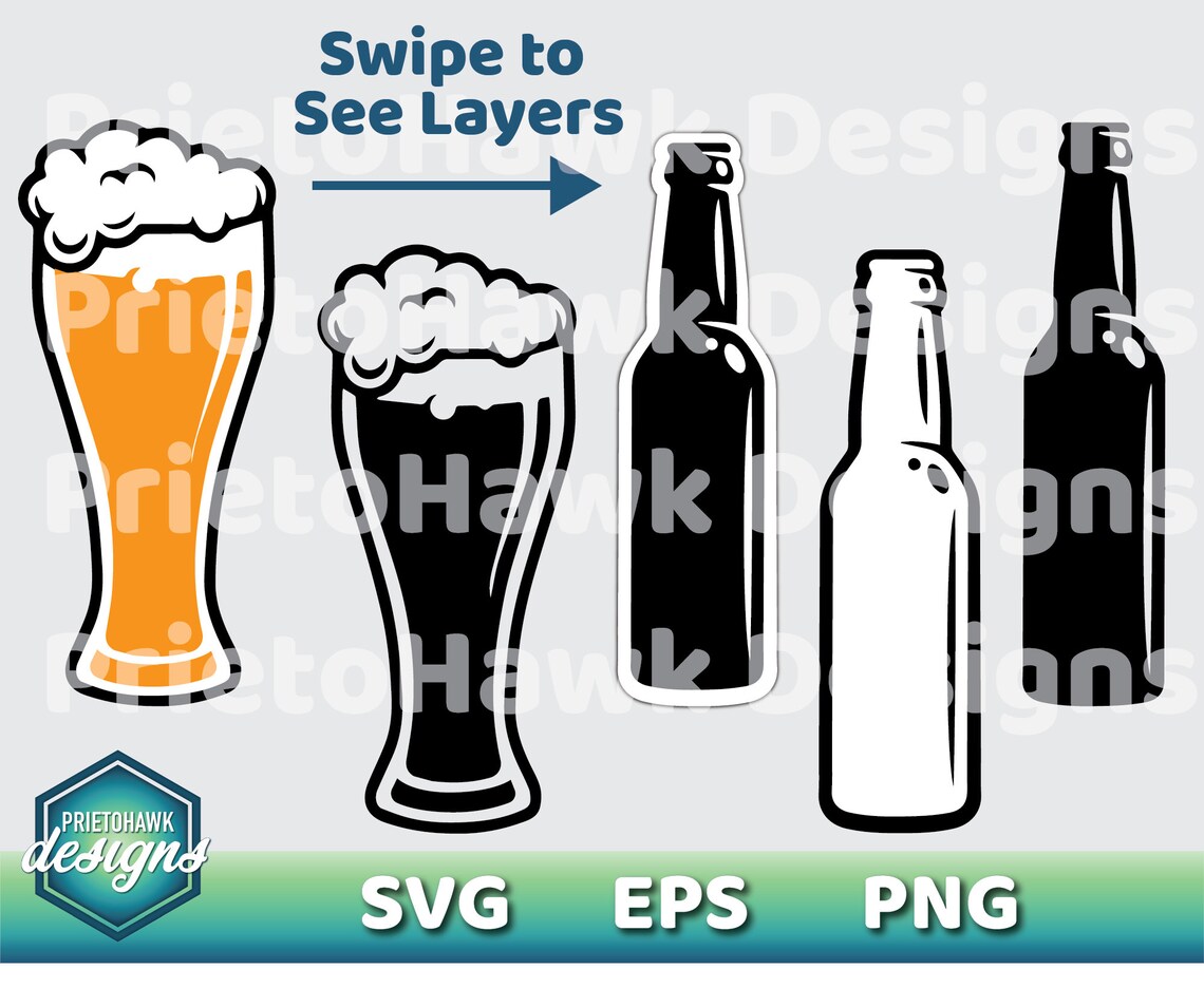 Beer Glass and Beer Bottle SVG / Beer SVG / Vector / Cutting - Etsy