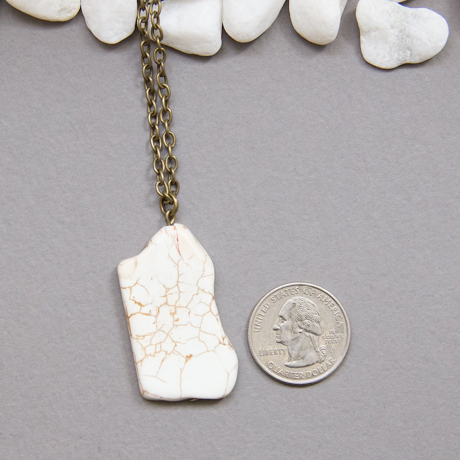 White Howlite Necklace White Stone Necklace Stone Necklace - Etsy