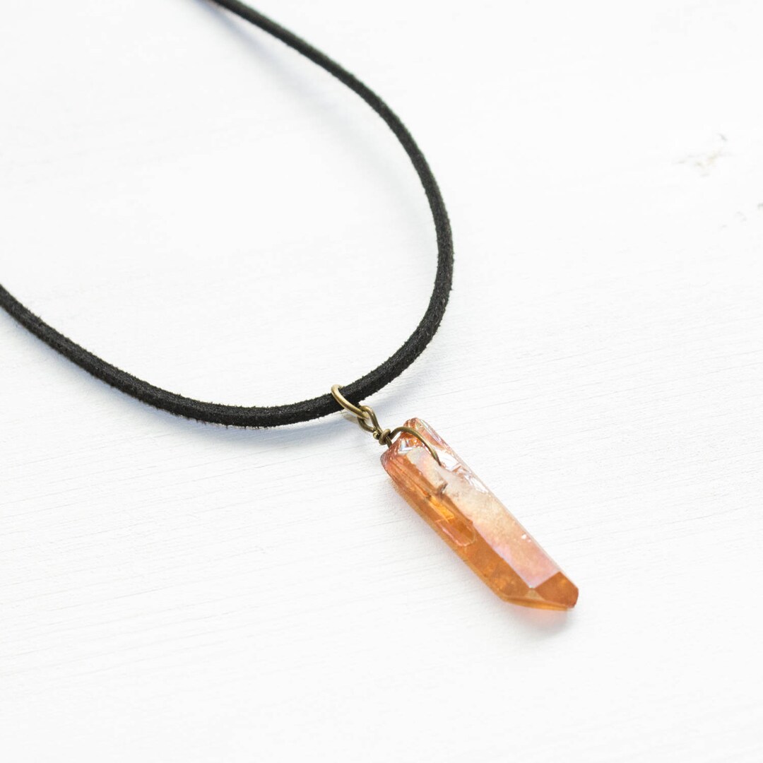 Crystal Point Choker Peach Quartz Choker Peach Aura Crystal - Etsy