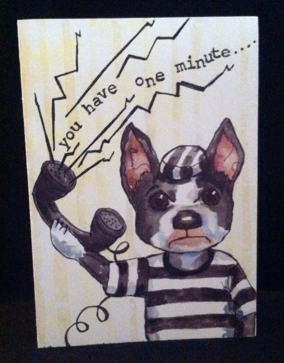 Prison Dog on This Card Has One Minute Left on the Phone - Etsy