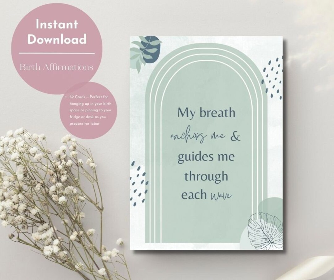 32 Birth Affirmation Cards for Labor & Delivery (PDF Digital Download ...