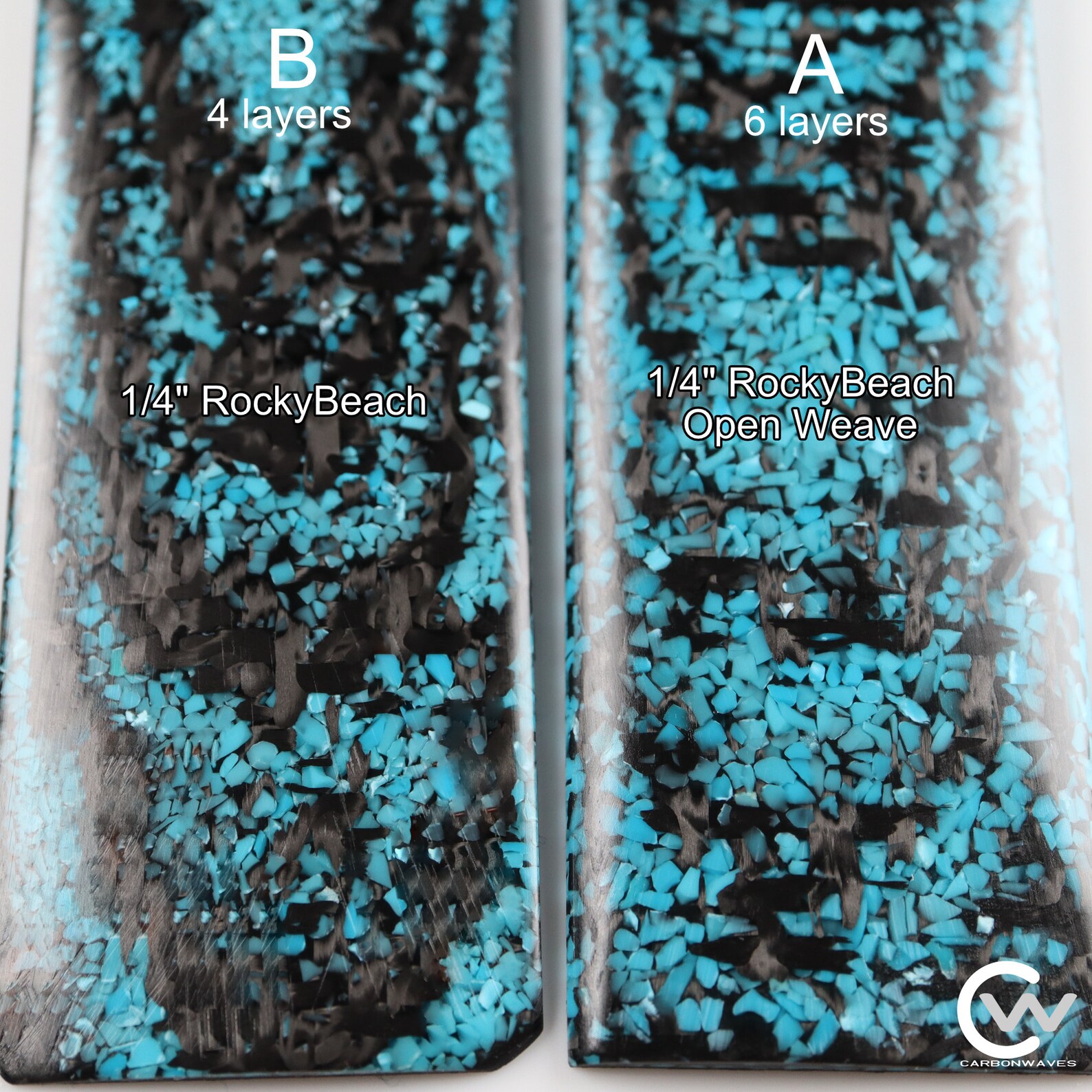 1/4" Lab Turquoise Rockybeach Carbon Fiber Plate Carbonwaves 4 Layers ...