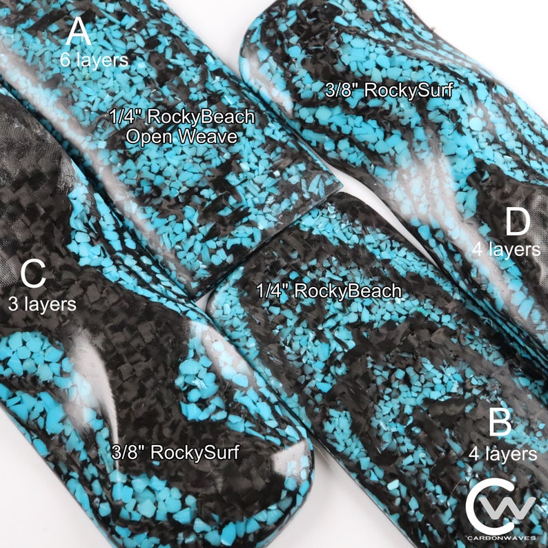 1/4" Lab Turquoise Rockybeach Carbon Fiber Plate Carbonwaves 4 Layers ...