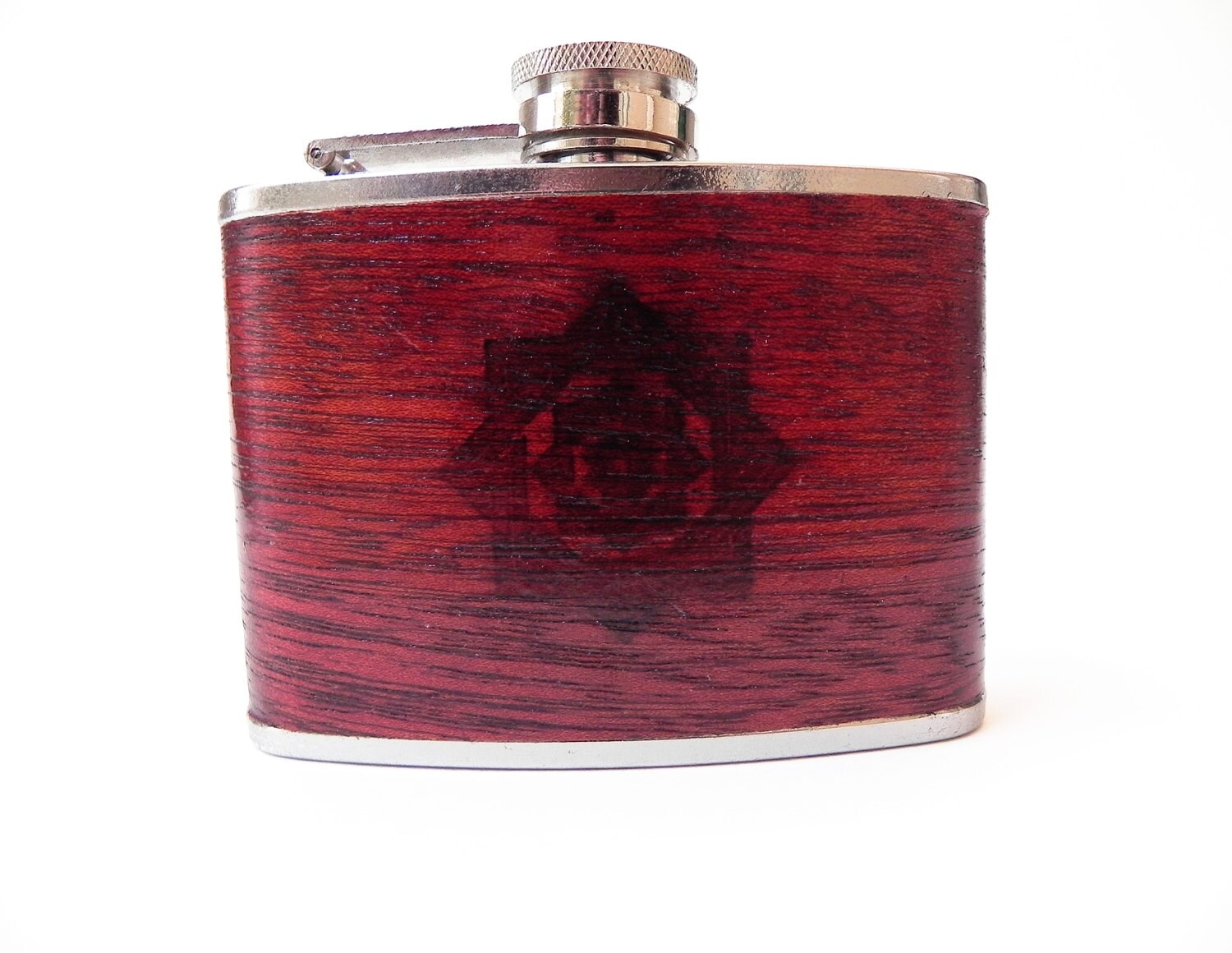 Custom Flask : Mahogany Real Wood Red Flask Custom Stamp | Etsy