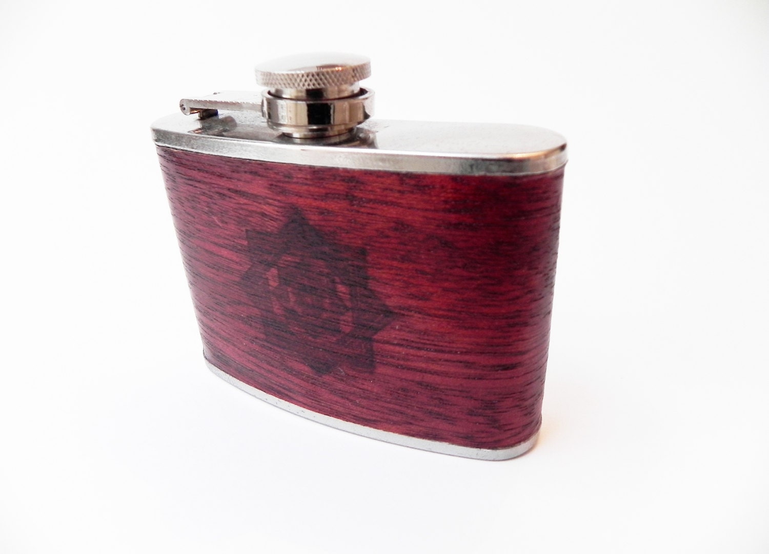 Custom Flask : Mahogany Real Wood Red Flask Custom Stamp | Etsy