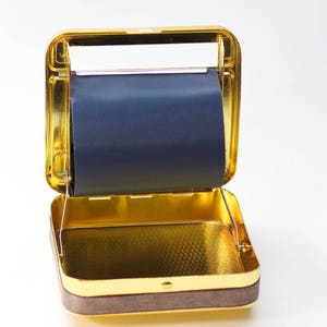 Gold Cigarette Roller Box - Gold and Mahogany Cigarette Case - Gift for ...