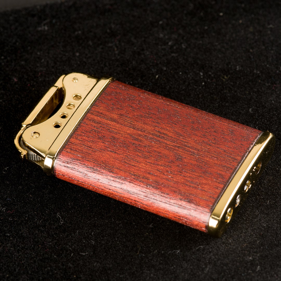 Flip Top Lighter in Mahogany Wood : Slim Lighter, Refillable Torch ...