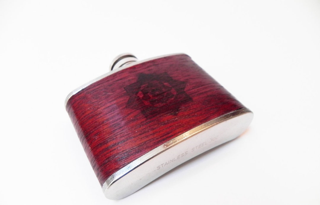 Custom Flask : Mahogany Real Wood - Red Flask, Custom Stamp Making Wood ...