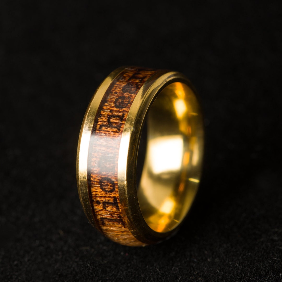 5th Anniversary Wood Ring, Personalized Mahogany Wood Band, Vintage ...