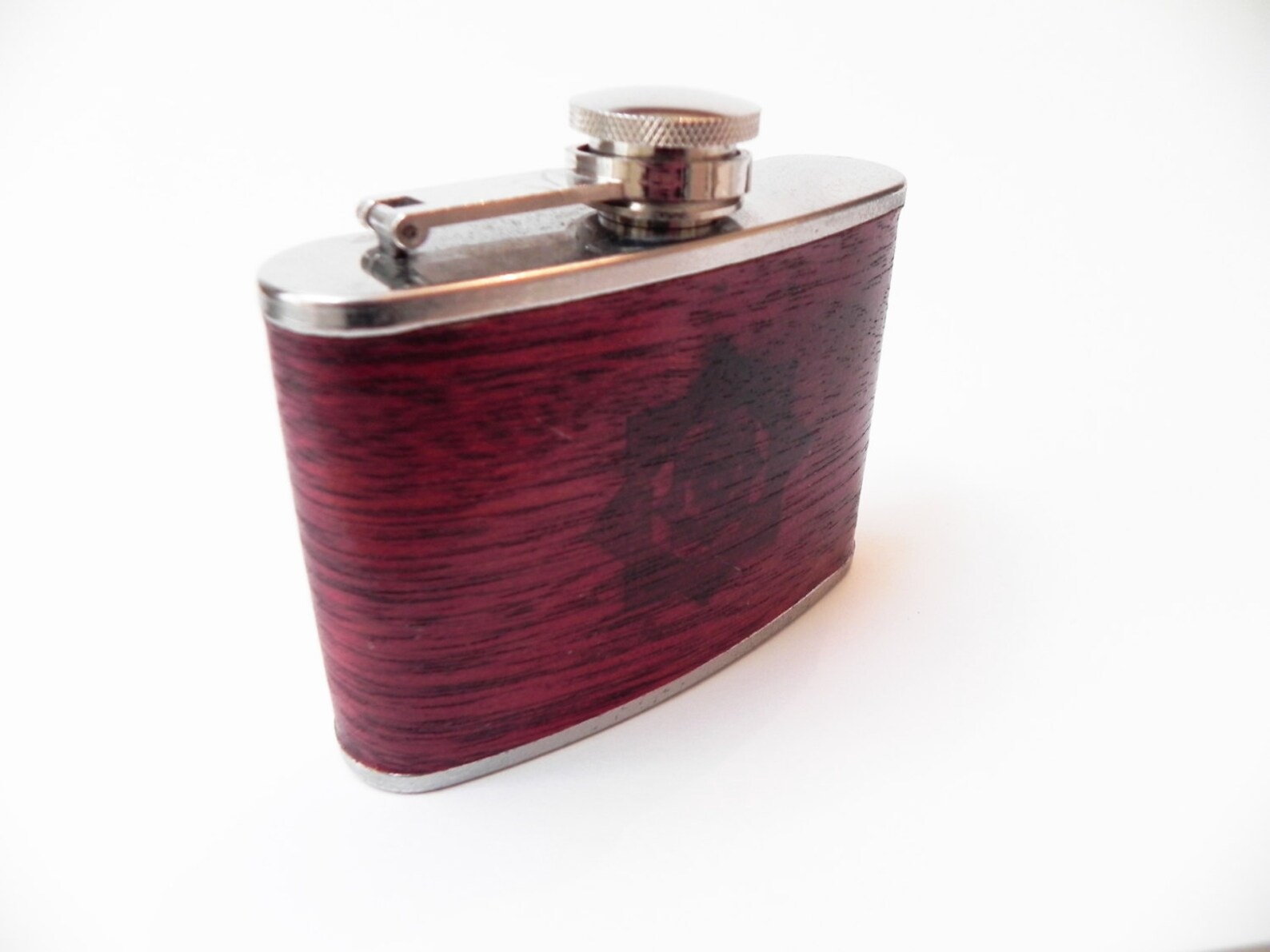 Custom Flask : Mahogany Real Wood Red Flask Custom Stamp | Etsy