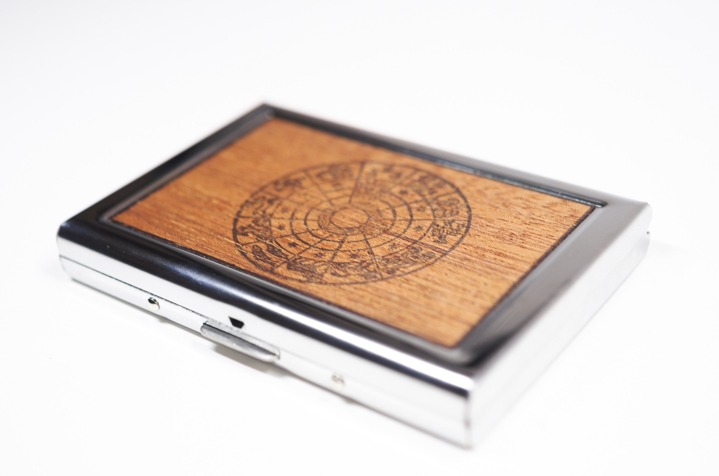 Card Wallet Oak Wood Moon Rise Full Moon Credit Card Case | Etsy