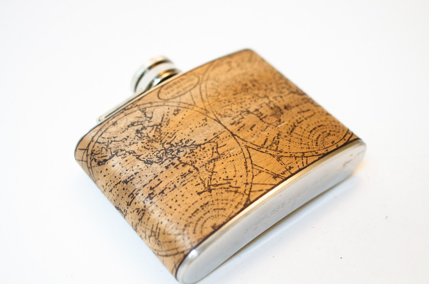 Mahogany Wood Flask: Vintage World Map, Nautical Gift - Etsy
