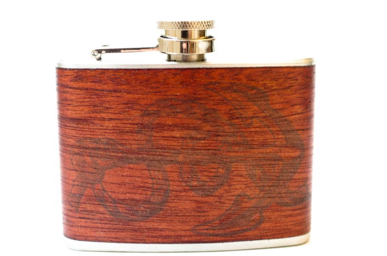 Custom Flask : Mahogany Real Wood Red Flask Custom Stamp | Etsy