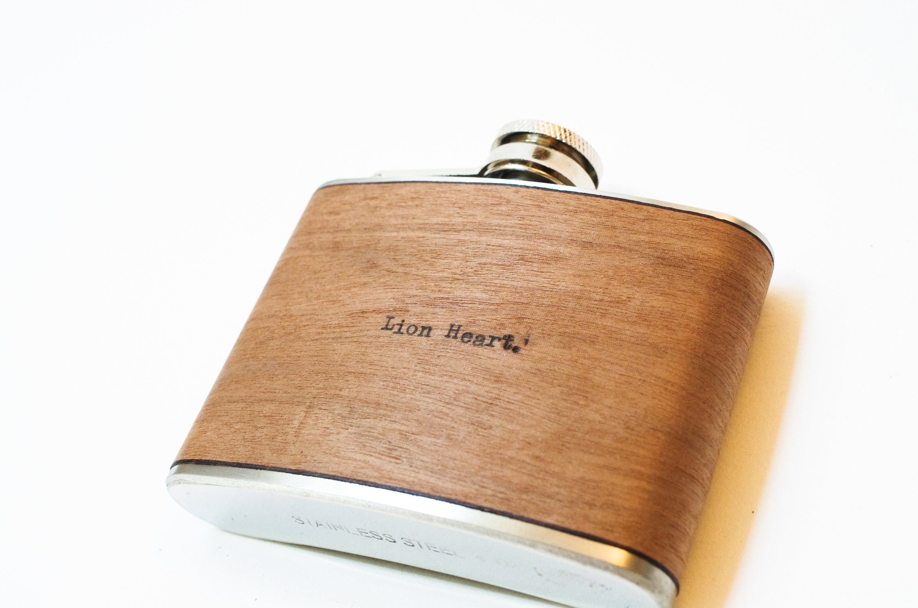 Fathers Day Personalized Flask : Real Mahogany Wood embossed | Etsy