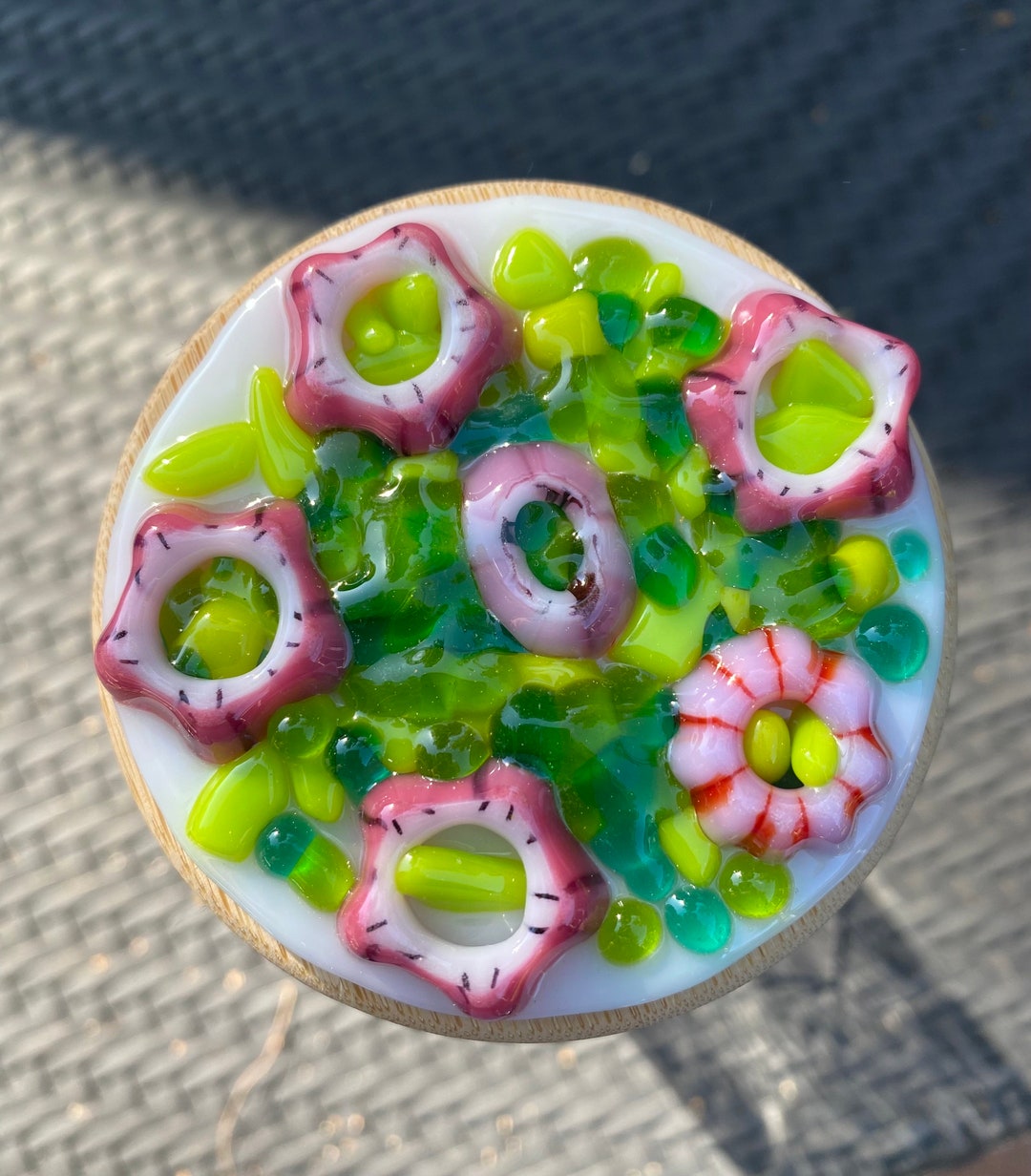 Fused Glass Mosiac Wine Carafe Standard Size in Pinks and Greens - Etsy