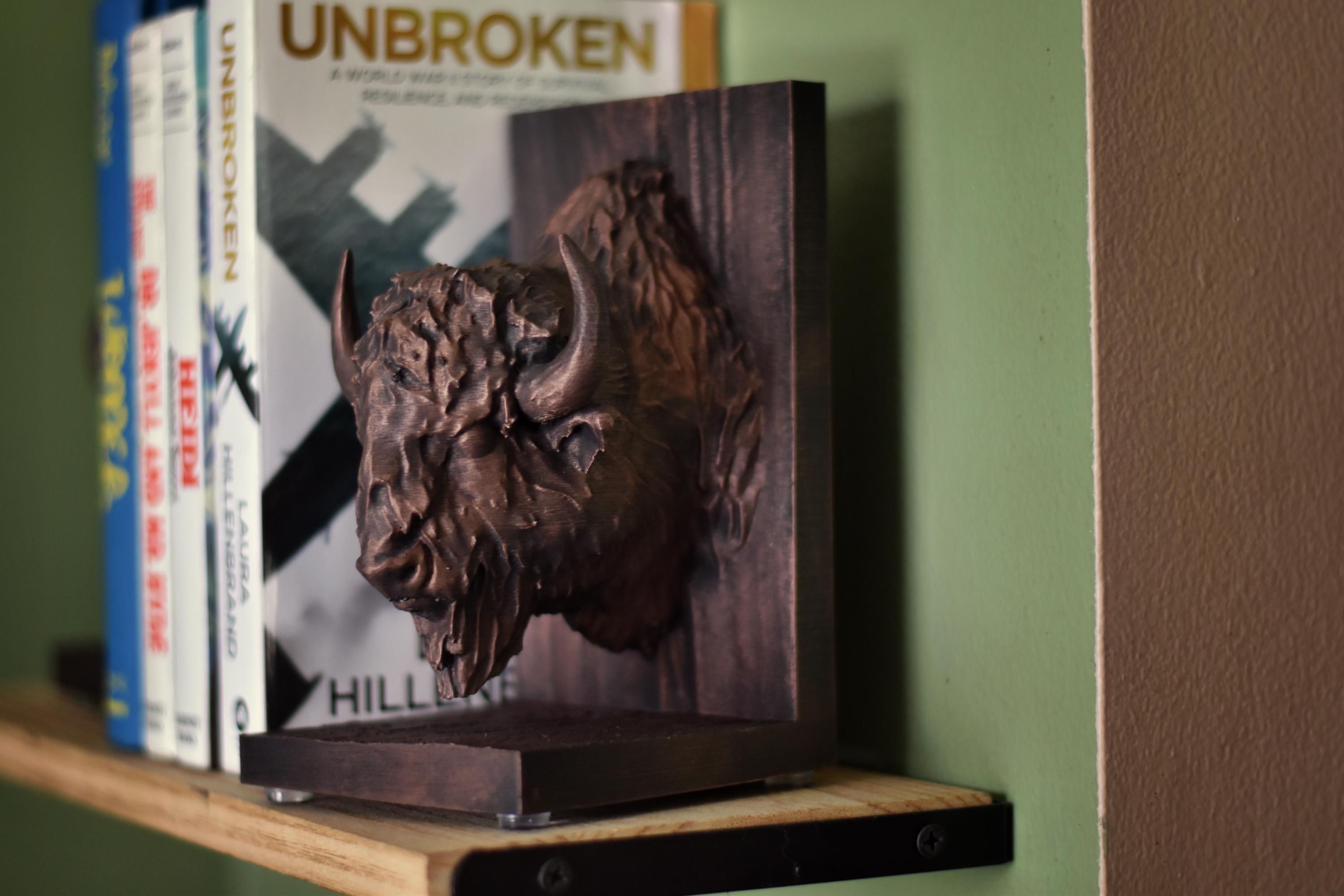 3D Printed American Buffalo / Bison Bookends - Rustic Western Shelf ...