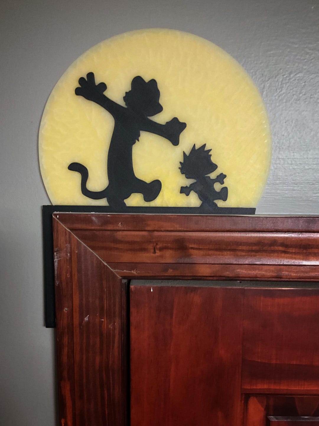 Calvin & Hobbes Inspired Glow-in-the-dark Moon Door Topper – Playful ...