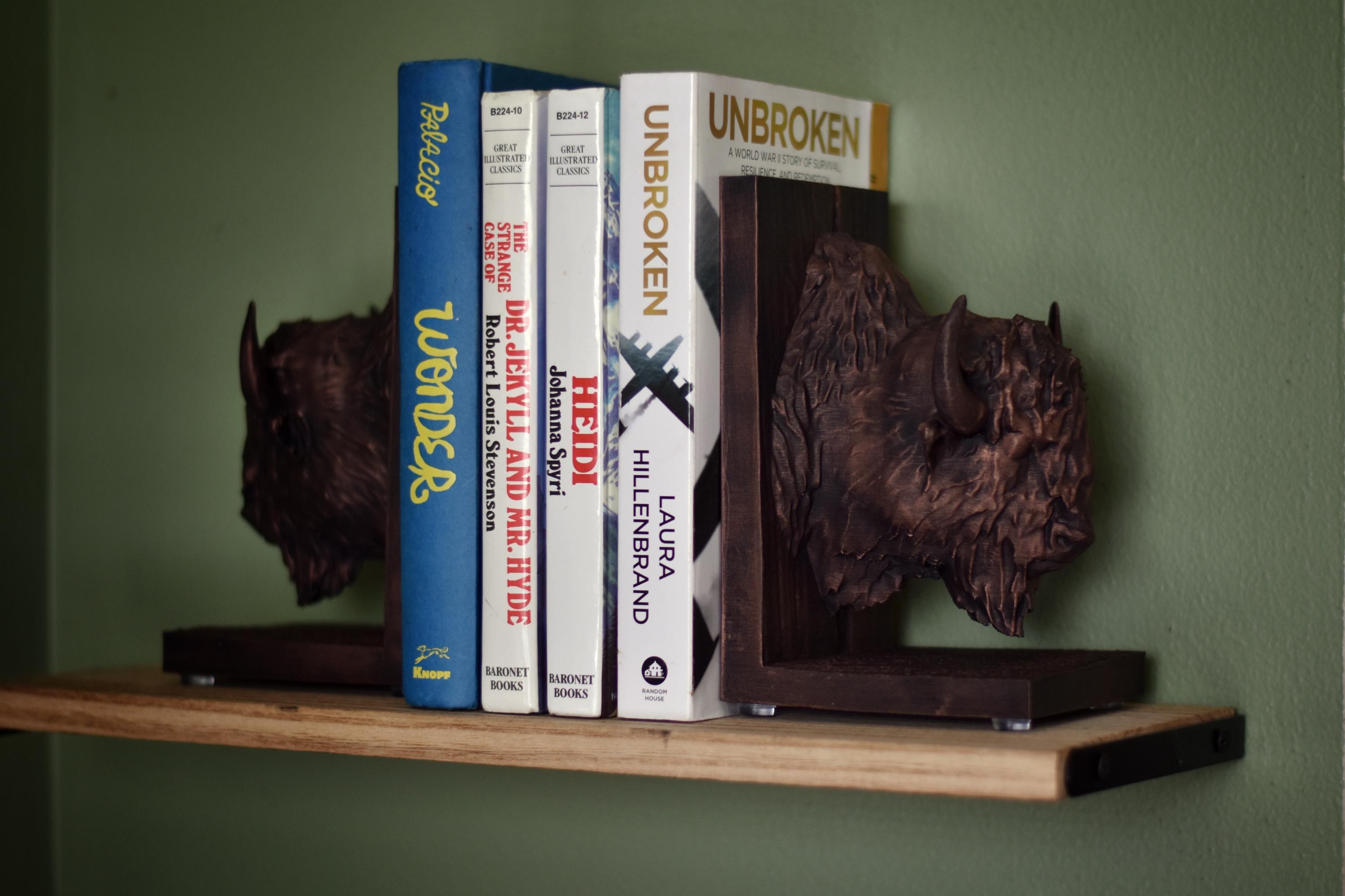 3D Printed American Buffalo / Bison Bookends - Rustic Western Shelf ...