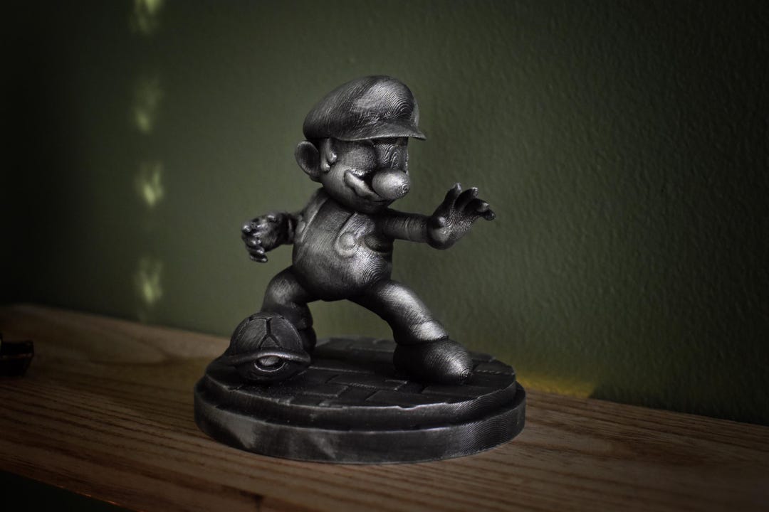 Metal Mario!!! 3D Printed, Italian Plumber Statue, Gamer Art - Etsy