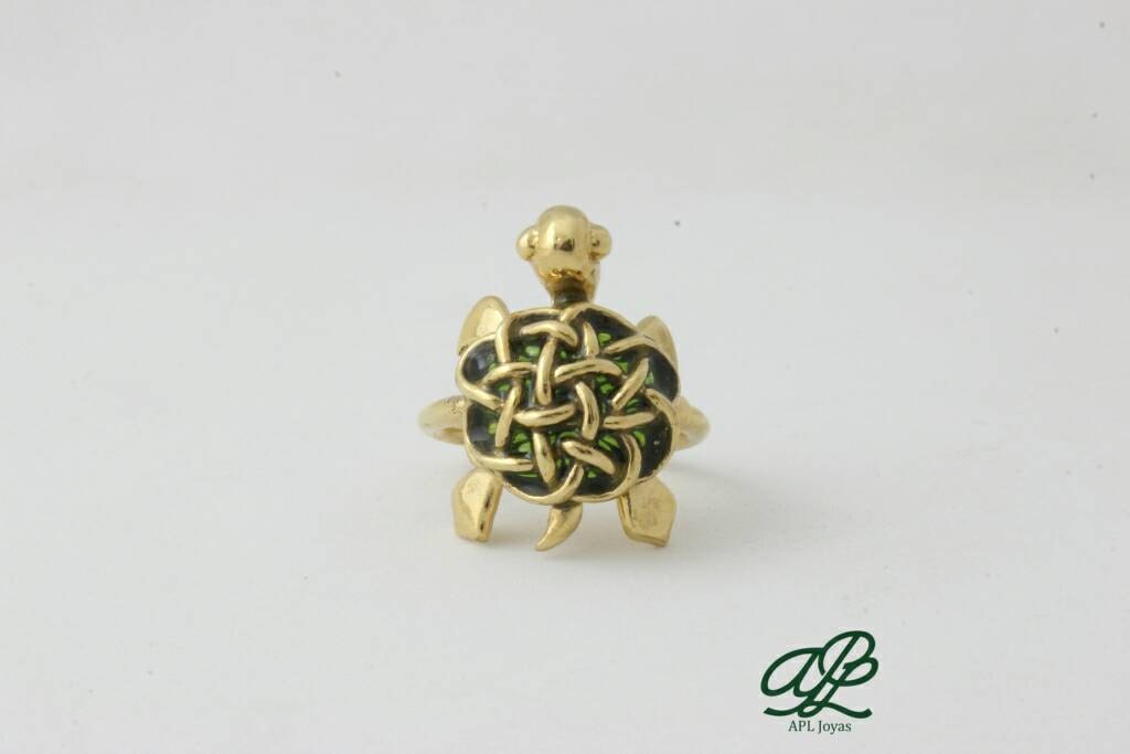 Turtle Golden Ring With Green Enamel - Etsy