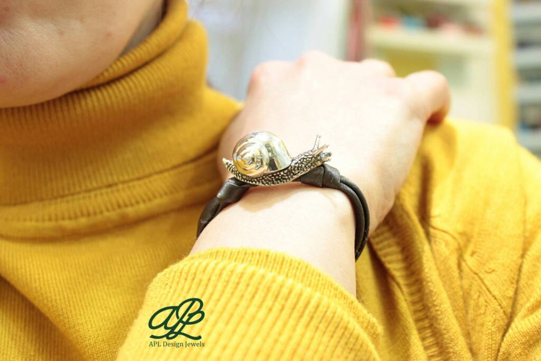 Bracelet With Snail, Bracelet With Silver Snail, Handmade Snail, Silver ...
