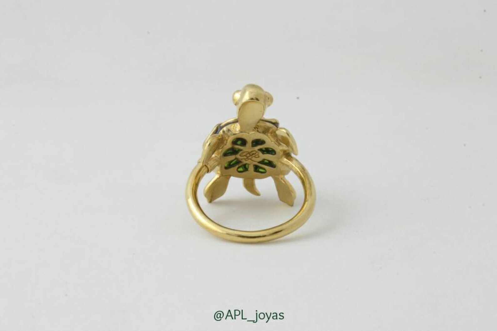Turtle Golden Ring With Green Enamel - Etsy