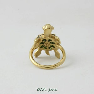 Turtle Golden Ring With Green Enamel - Etsy