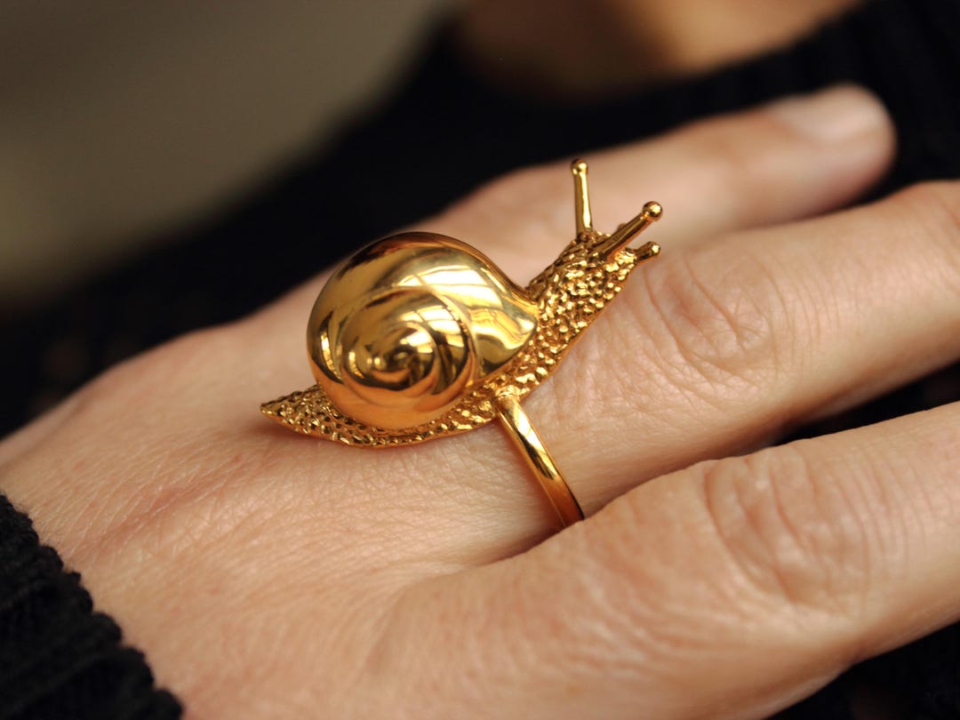 Handmade 18k Gold Plated Snail Ring, Goblincore Jewelry - Etsy