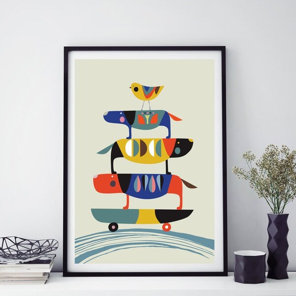 Mid Century Dog Art - Etsy