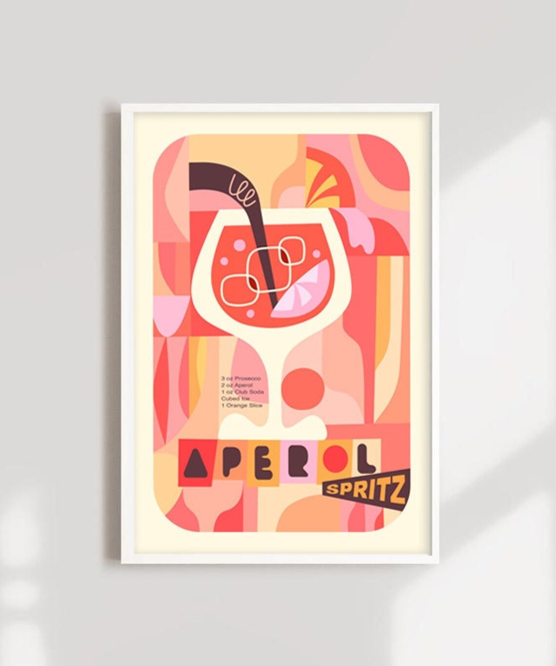 Retro Aperol Spritz Cocktail Print Digital Art Download Pink - Etsy