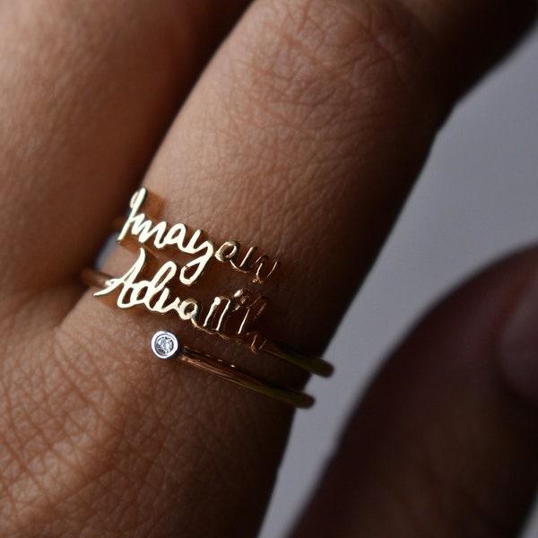 18k Gold Mother Daughter Ring - Etsy