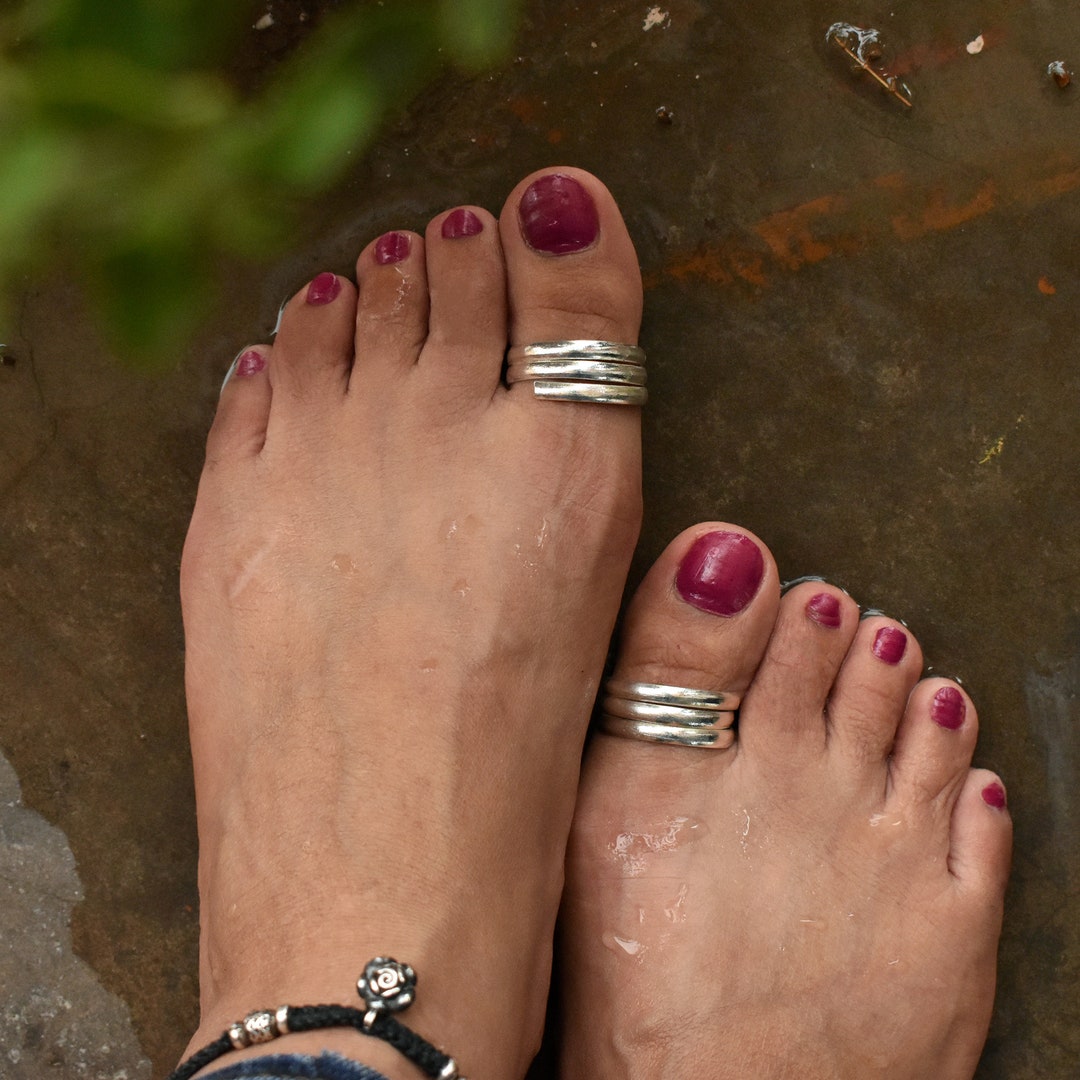 Sterling Silver Coil Big Toe Ring, FREE SIZE Adjustable Hallux Foot ...