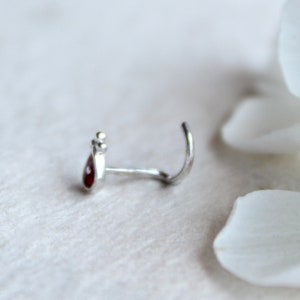 14k 18k Solid Gold Red Enamel Nose Stud, 22g C/L Twist Wire Pear ...