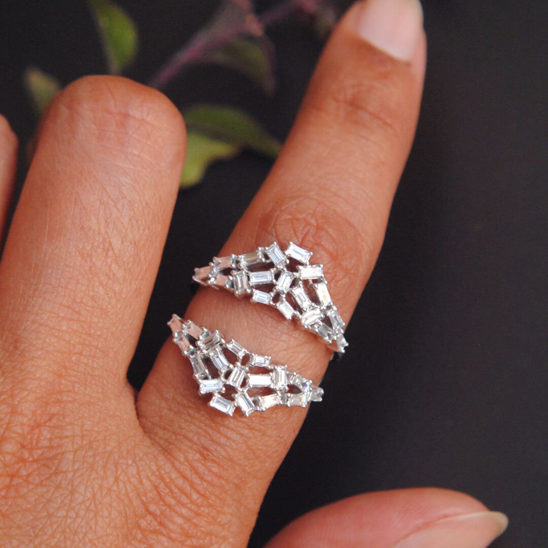 Baguette Diamond Ring Guard in 14K Solid Gold Anniversary - Etsy