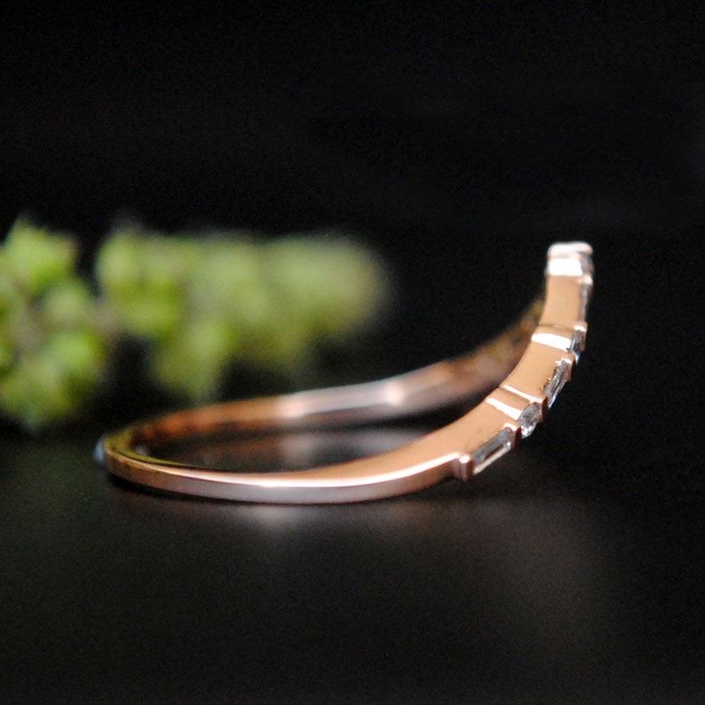 Deep Chevron V Ring With Baguette and Round Diamonds 14k - Etsy