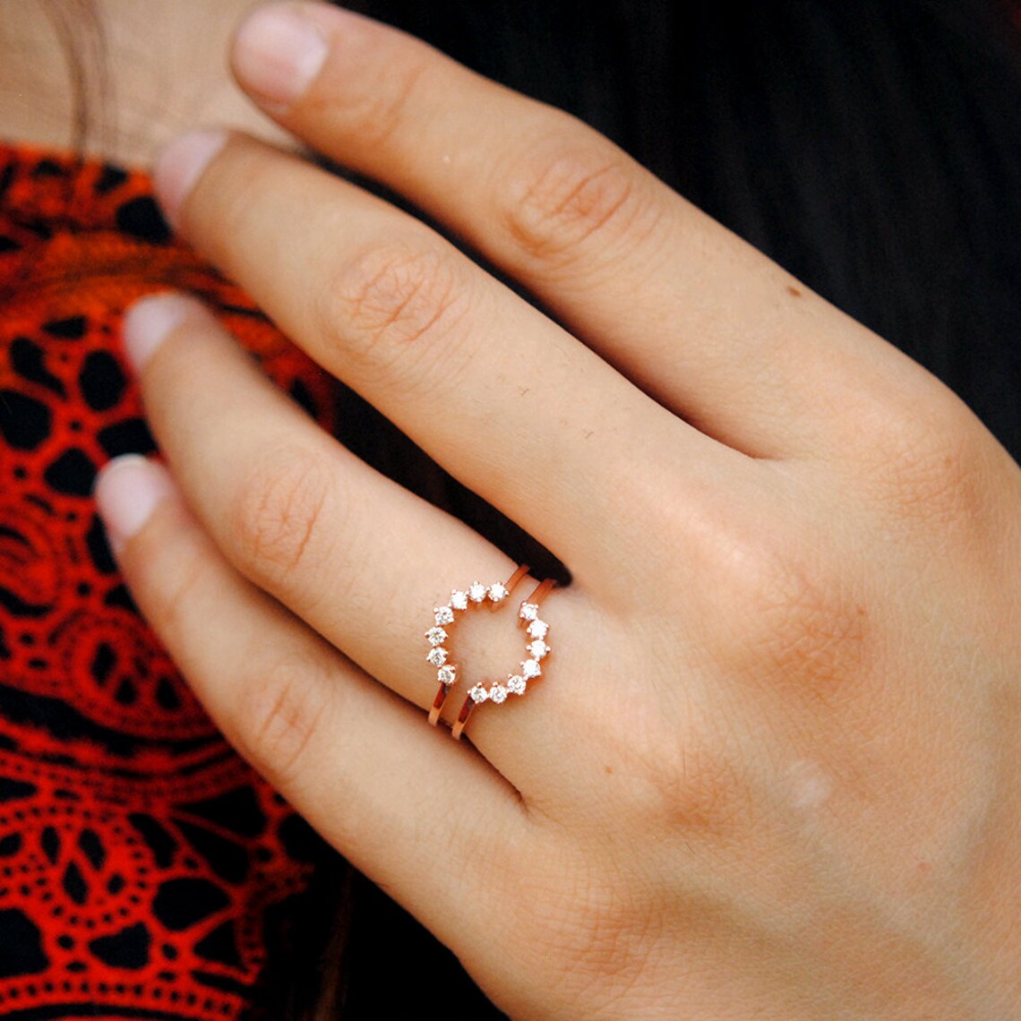 Natural Diamond Ring Guard for Round Diamond Ring 14k 18k - Etsy