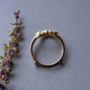 Natural Diamond Ring Guard, Oval Flower Shaped Engagement Ring Wrap ...