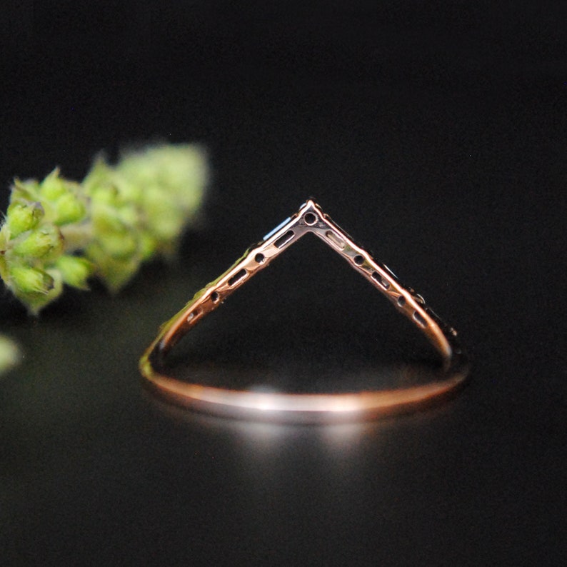 Deep Chevron V Ring With Baguette and Round Diamonds 14k - Etsy