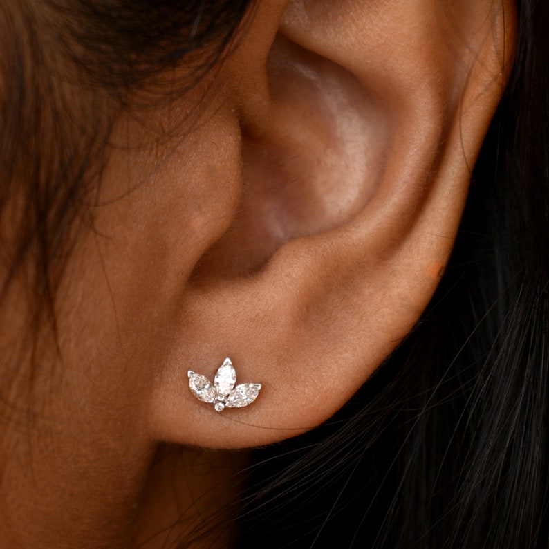 Diamond Lotus Tragus Lobe Conch Cartilage Helix Piercing | Etsy