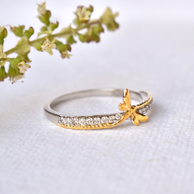 Dragonfly Ring in Sterling Silver & Natural Diamond Damselfly - Etsy