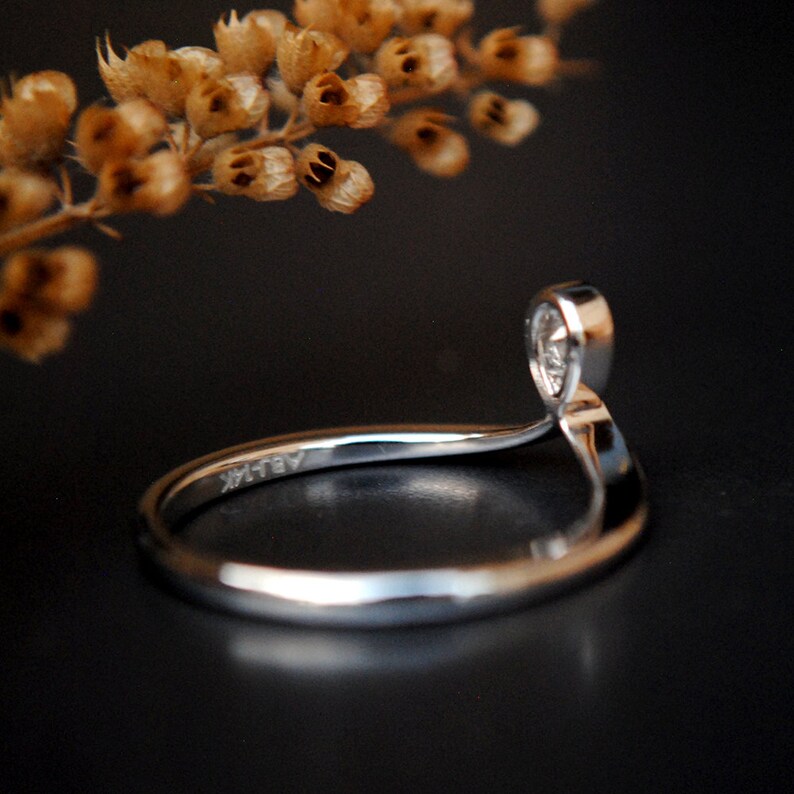 Pear Diamond Bezel Set Loop Engagement Ring in Solid 14K Gold - Etsy