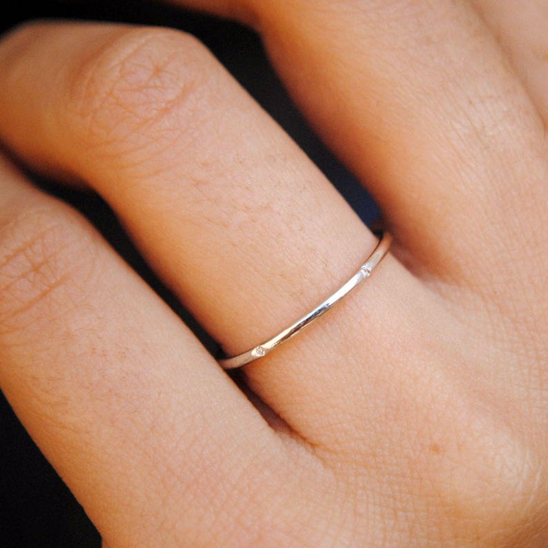 Dainty 5 Diamond Eternity Ring 1mm Flush Set Diamond in 14K - Etsy