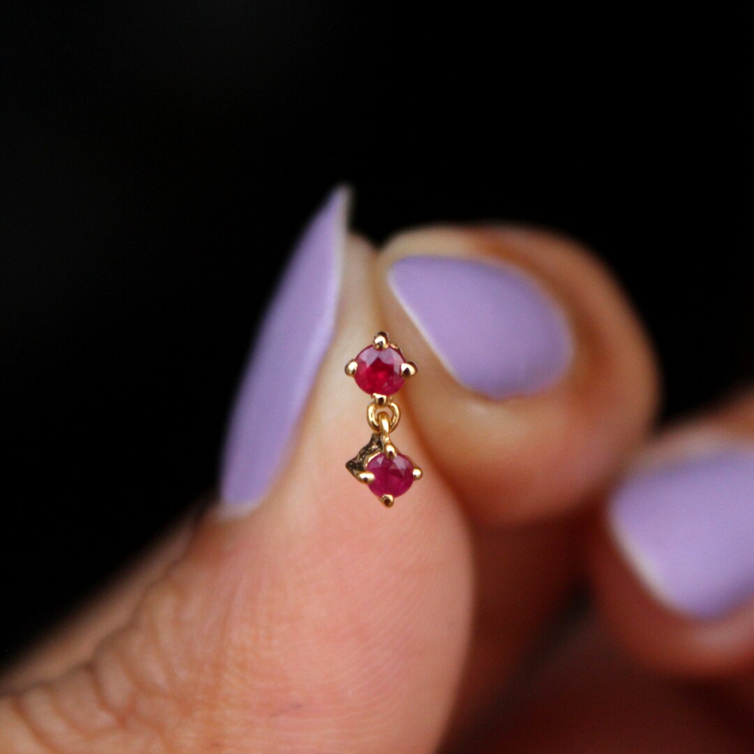 Natural Ruby Dangle Earring, 14k 18k Solid Gold Piercing Jewellery ...