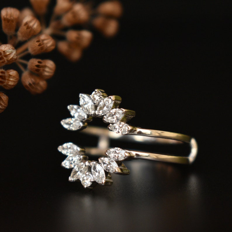 Natural Diamond Ring Enhancer for Oval Ring 14k 18k Solid - Etsy