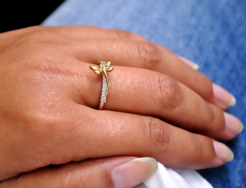 Dragonfly Ring in Sterling Silver & Natural Diamond Damselfly | Etsy