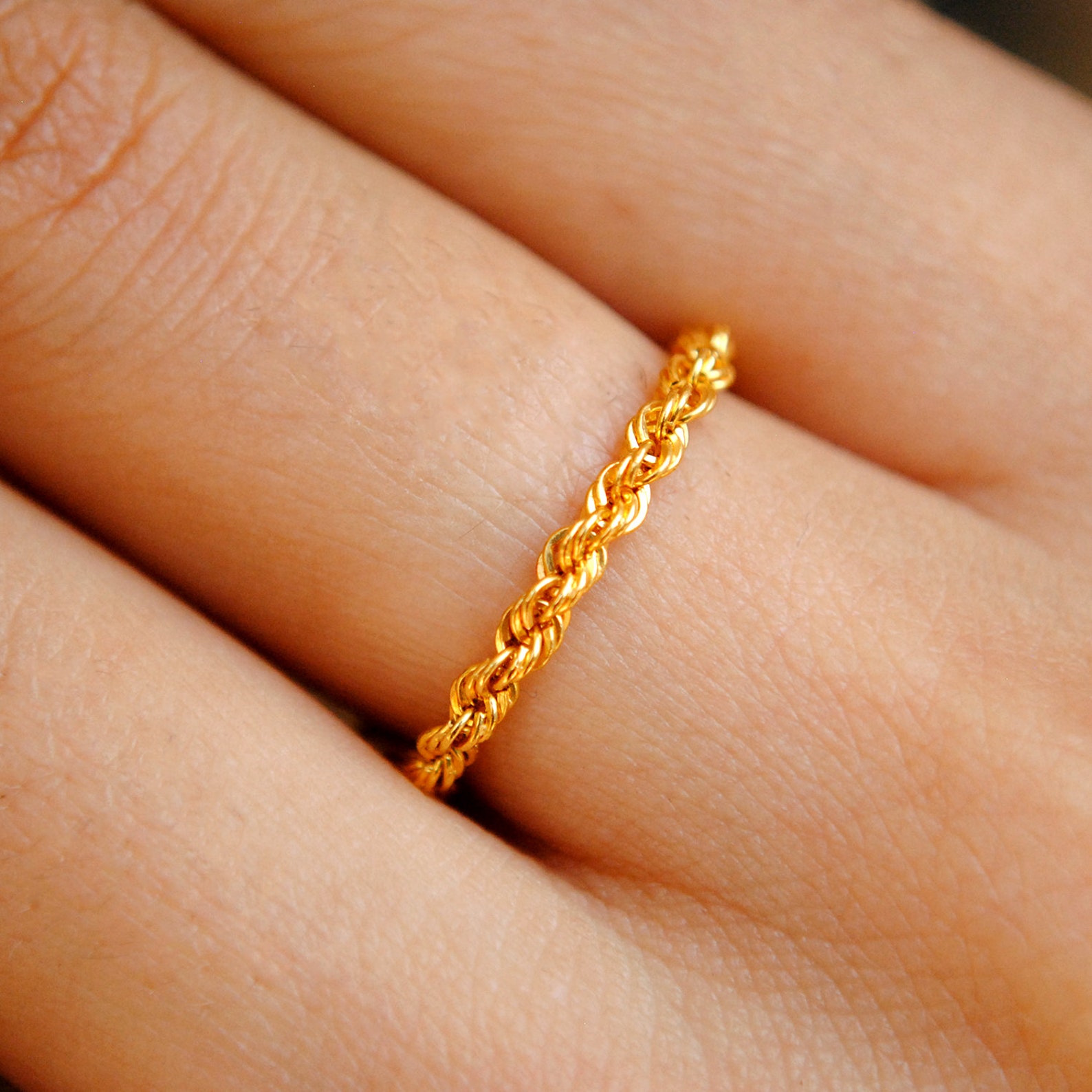 2.25mm Solid 18k Gold Rope Chain Ring Thick Twisted Chain - Etsy UK