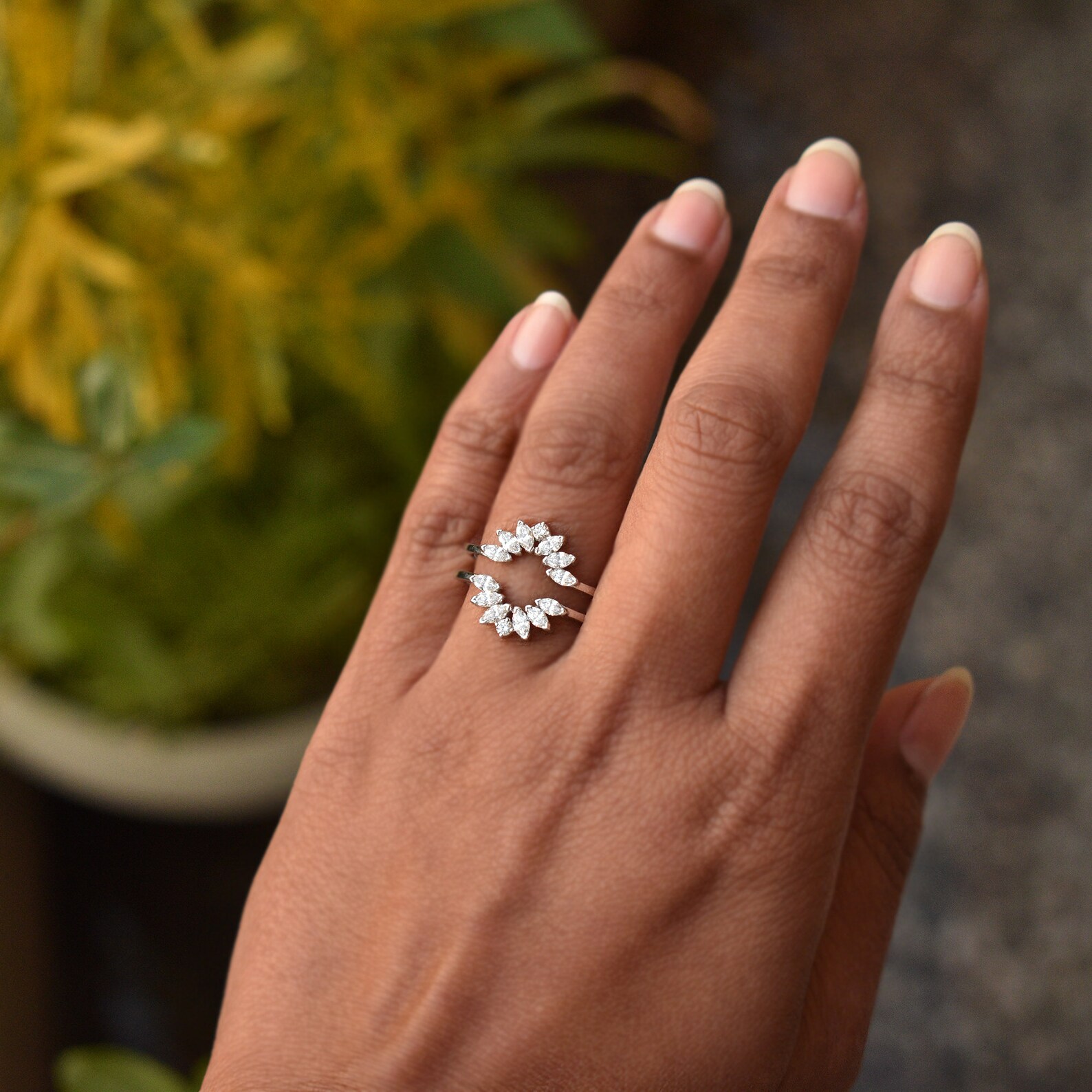 Natural Diamond Ring Enhancer for Oval Ring 14k 18k Solid - Etsy