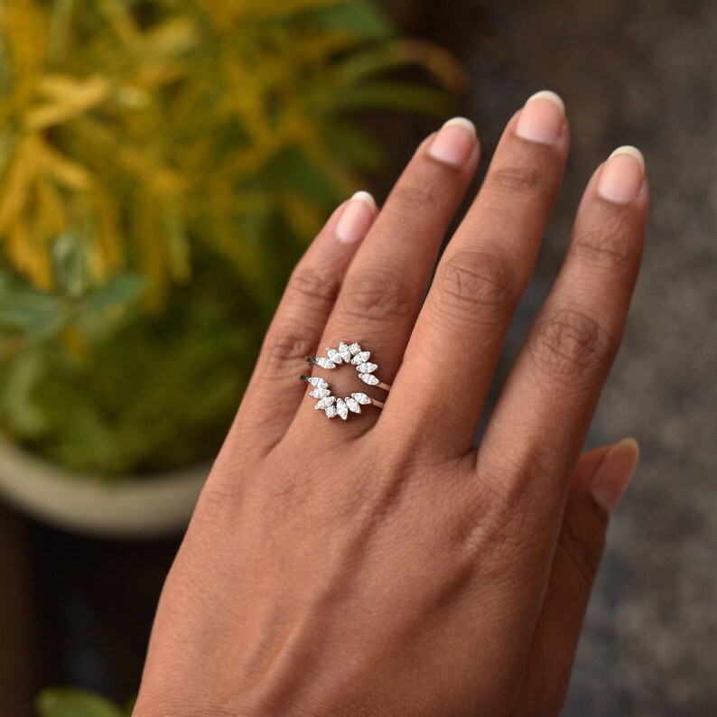 Natural Diamond Ring Enhancer for Oval Ring 14k 18k Solid - Etsy